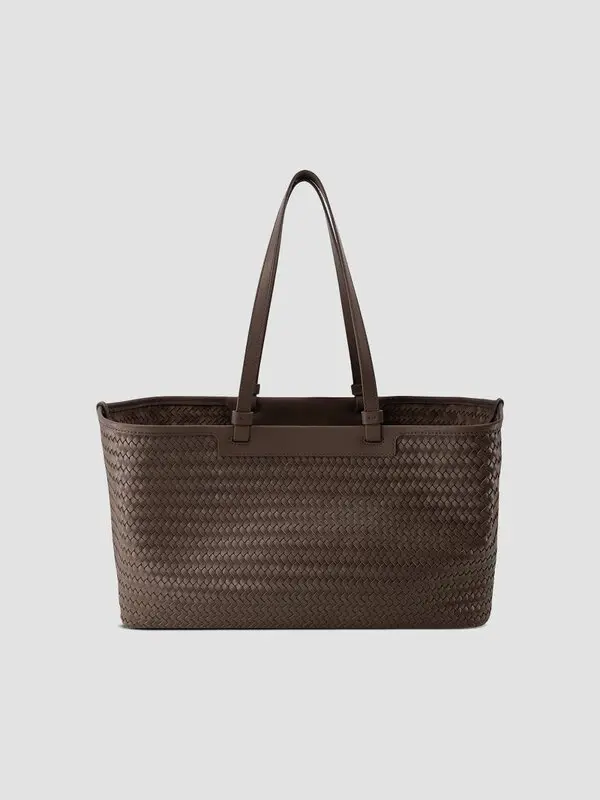Vince Marin Woven Leather Tote Bag