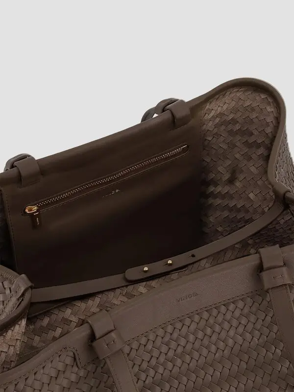 Vince Marin Woven Leather Tote Bag