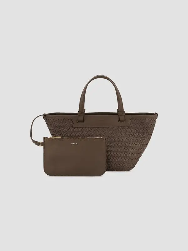 Vince Marin Mini Woven Leather Tote Bag