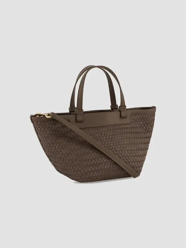 Vince Marin Mini Woven Leather Tote Bag