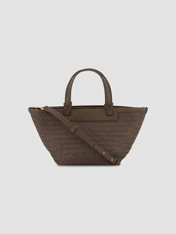 Vince Marin Mini Woven Leather Tote Bag