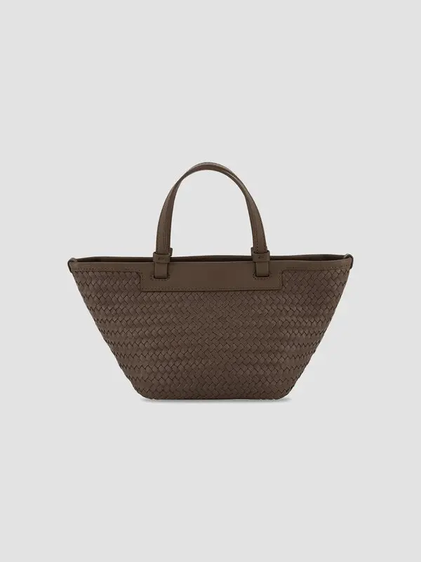Vince Marin Mini Woven Leather Tote Bag