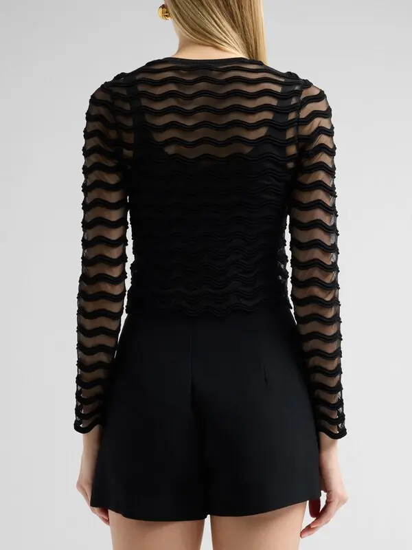 Simkhai Maxime Sheer Chevron Cardigan