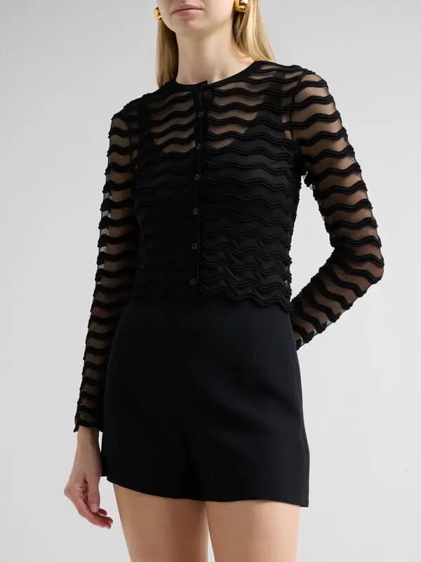Simkhai Maxime Sheer Chevron Cardigan - Black