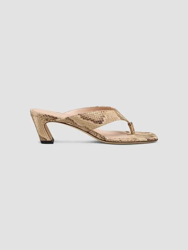 STUART WEITZMAN Stassi 50mm Snake Print Slip-on Sandals - Adobe