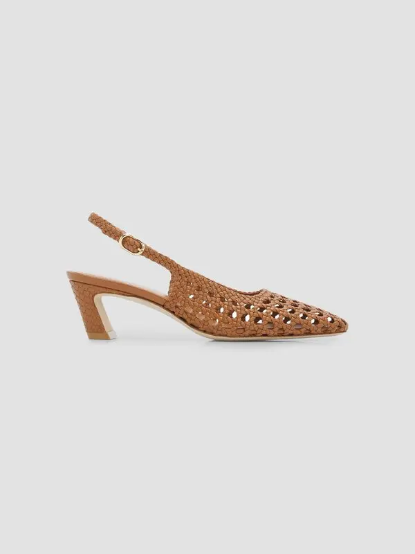 STUART WEITZMAN Stassi 50mm Leather Slingback Pumps - Boho Tan