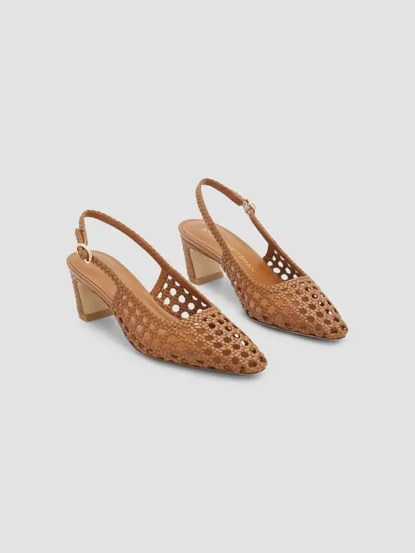 STUART WEITZMAN Stassi 50mm Leather Slingback Pumps - Boho Tan