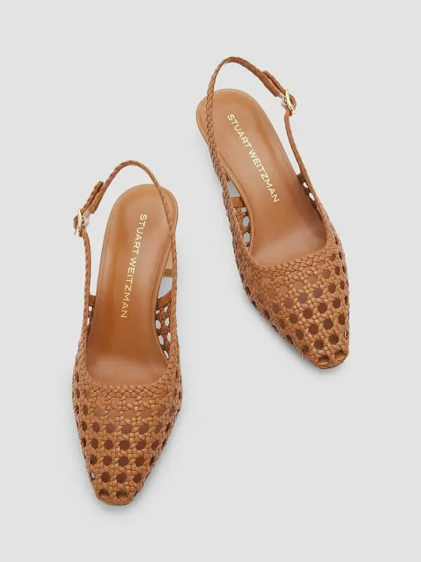 STUART WEITZMAN Stassi 50mm Leather Slingback Pumps - Boho Tan