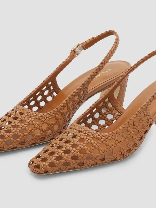 STUART WEITZMAN Stassi 50mm Leather Slingback Pumps - Boho Tan