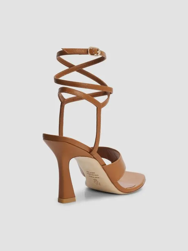 STUART WEITZMAN Vinnie 85mm Ankle Wrap Thong Sandals - Boho Tan