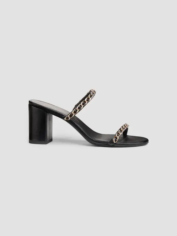 STUART WEITZMAN Soluxe 75mm Chain-strap Leather Sandals - Black