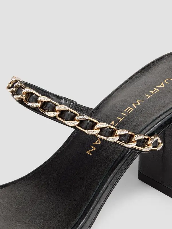 STUART WEITZMAN Soluxe 75mm Chain-strap Leather Sandals - Black