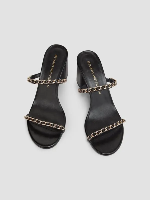 STUART WEITZMAN Soluxe 75mm Chain-strap Leather Sandals - Black