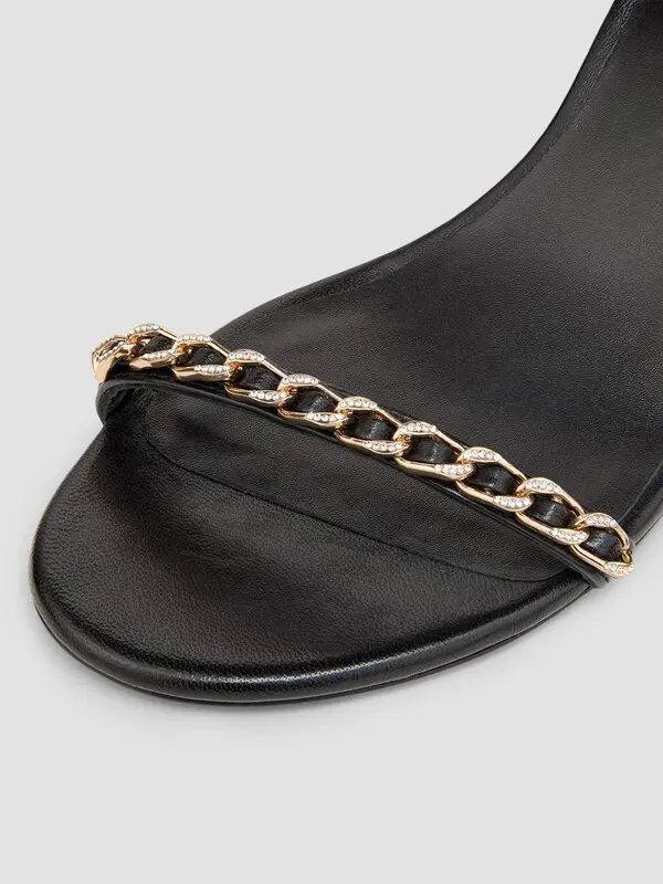 STUART WEITZMAN Soluxe 75mm Chain-strap Leather Sandals - Black
