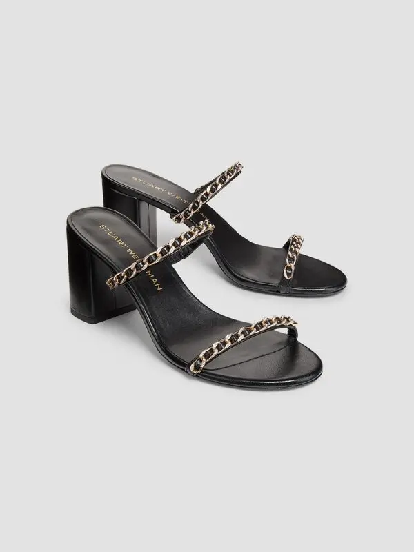 STUART WEITZMAN Soluxe 75mm Chain-strap Leather Sandals - Black