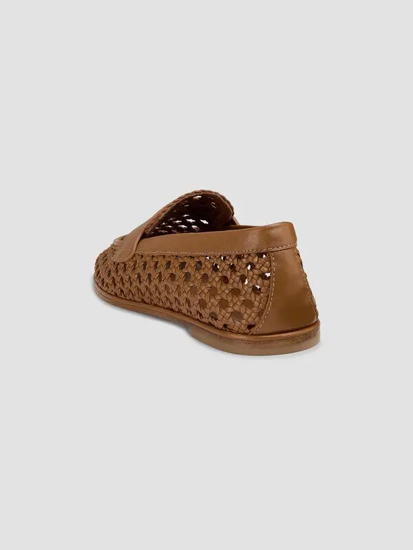 STUART WEITZMAN Spencer Woven-leather Penny Loafers - Boho Tan