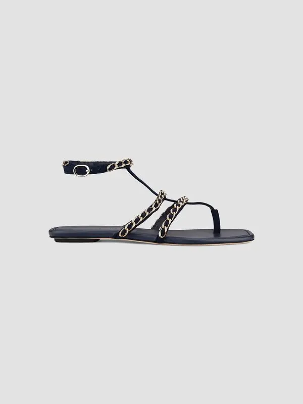 STUART WEITZMAN Soluxe Chain-strap Suede Sandals - Nice Blue