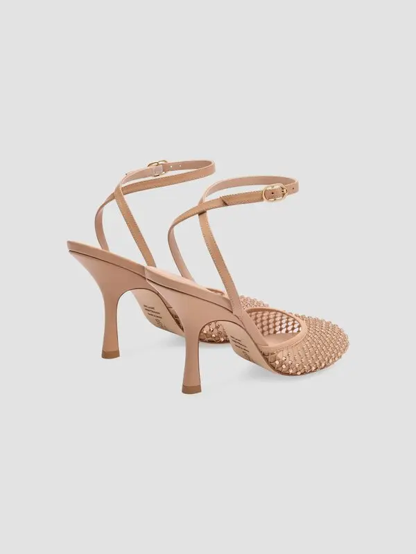 STUART WEITZMAN Bareitall Shine 100mm Crystal-embellished Mesh Pumps