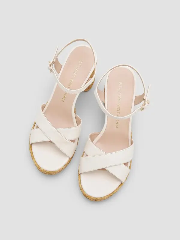 STUART WEITZMAN Dayna 80mm Leather-raffia Platform Sandals