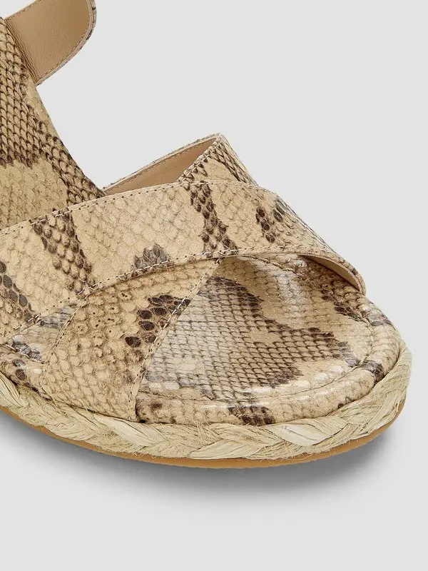STUART WEITZMAN Alyssa Snake-embossed Leather Wedge Sandals - Camel