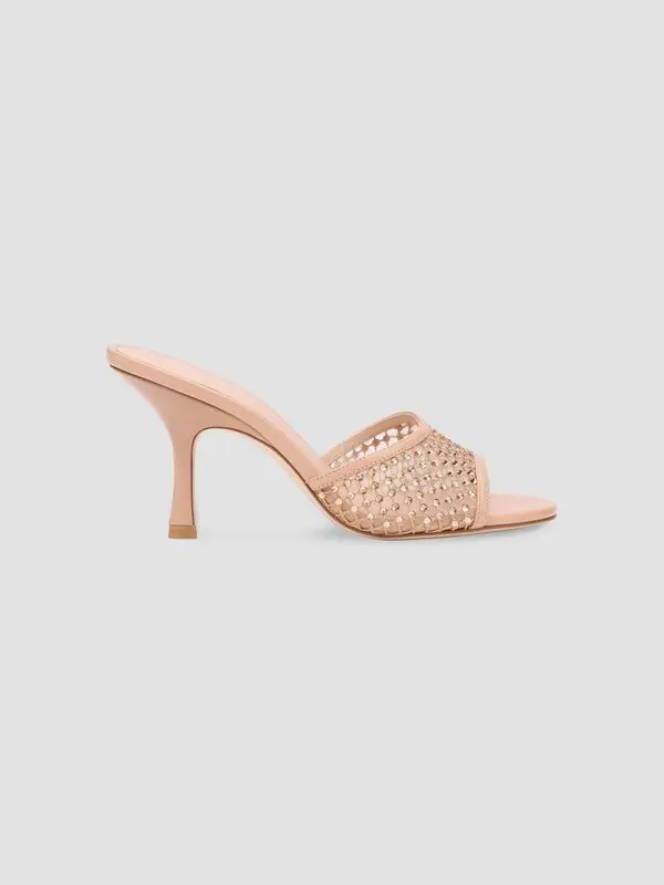 STUART WEITZMAN Bareitall Shine 85mm Crystal-embellished Leather Stiletto-heel Sandals - Adobe