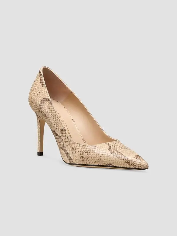 STUART WEITZMAN Power 85mm Snakeskin-print Leather Pumps