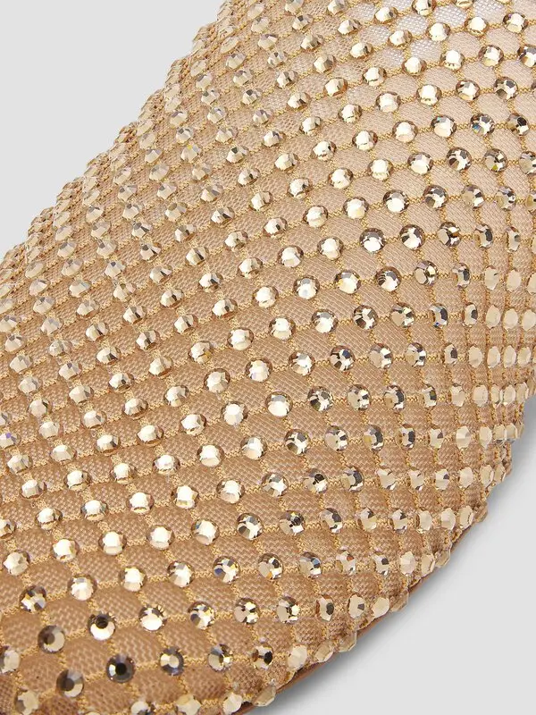 STUART WEITZMAN Bareitall Shine Crystal-embellished Mules - Adobe