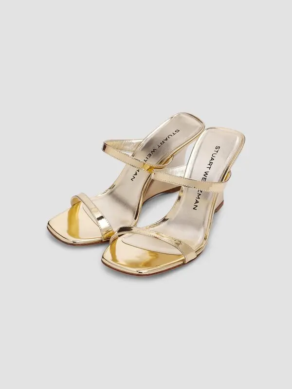 STUART WEITZMAN Vinnie 85mm Leather Wedge Sandals - Platino