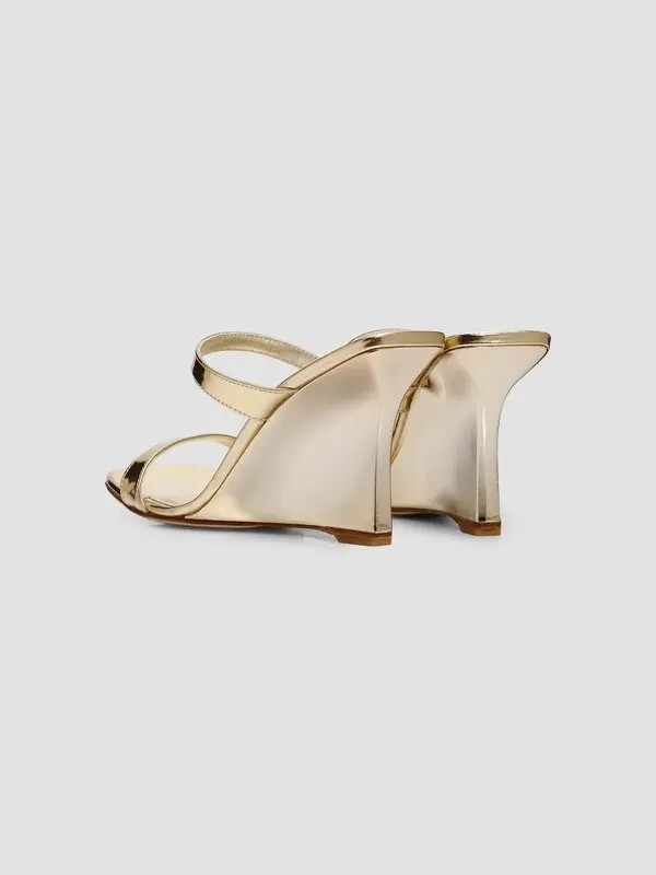 STUART WEITZMAN Vinnie 85mm Leather Wedge Sandals - Platino
