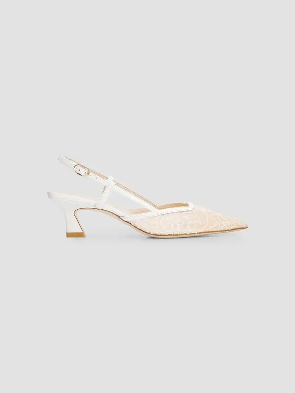 STUART WEITZMAN Vinnie 50mm Floral Lace Slingback Pumps