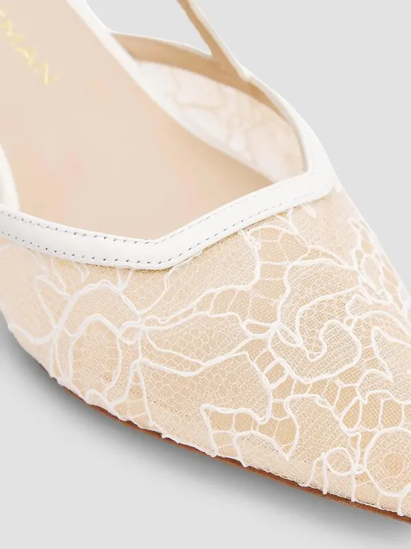STUART WEITZMAN Vinnie 50mm Floral Lace Slingback Pumps