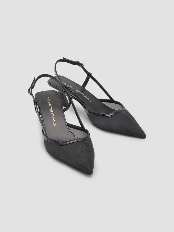 STUART WEITZMAN Vinnie 50mm Mesh Kitten-heel Slingback Pumps