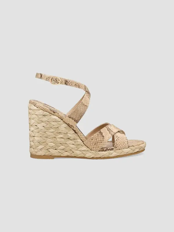 STUART WEITZMAN Alyssa 100mm Snake-embossed Wedge Sandals