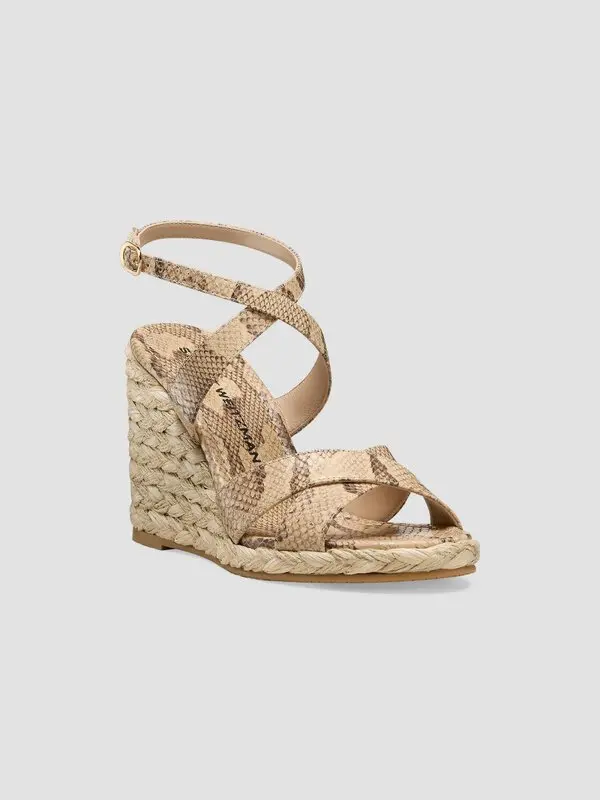 STUART WEITZMAN Alyssa 100mm Snake-embossed Wedge Sandals