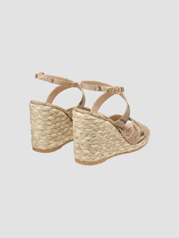 STUART WEITZMAN Alyssa 100mm Snake-embossed Wedge Sandals