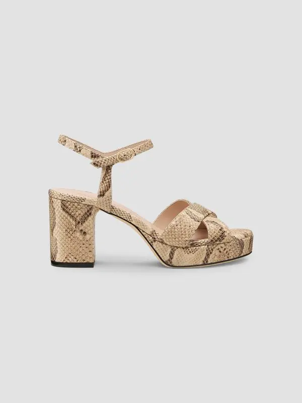 STUART WEITZMAN Dayna 80mm Snake-print Leather Platform Sandals