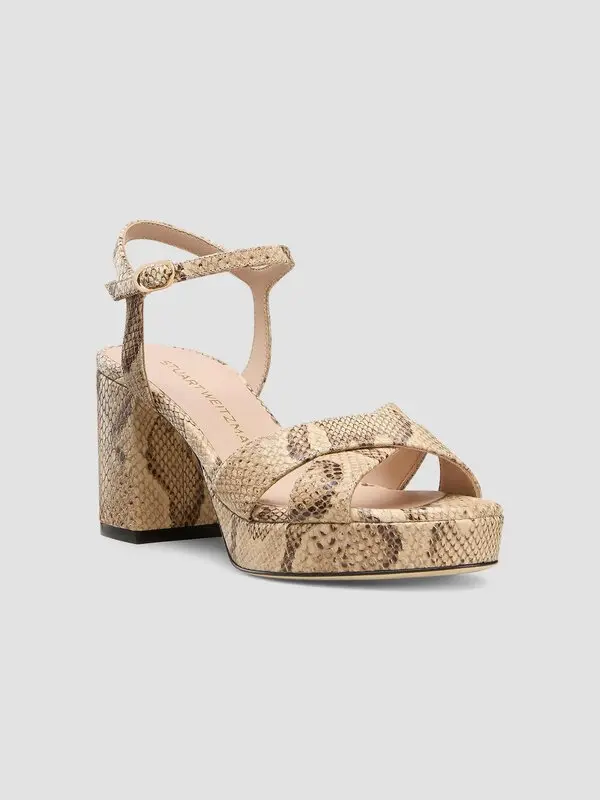 STUART WEITZMAN Dayna 80mm Snake-print Leather Platform Sandals