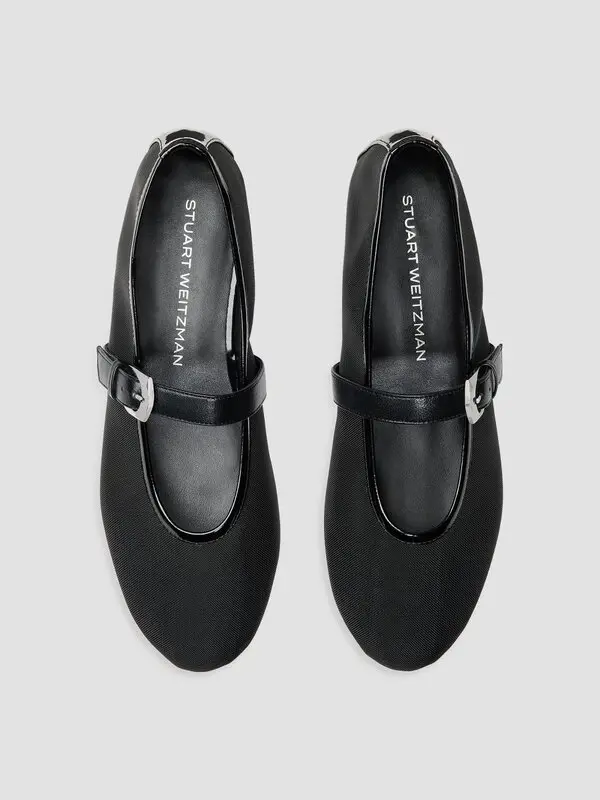 STUART WEITZMAN Sai Bareitall Mesh-leather Mary Janes - Black