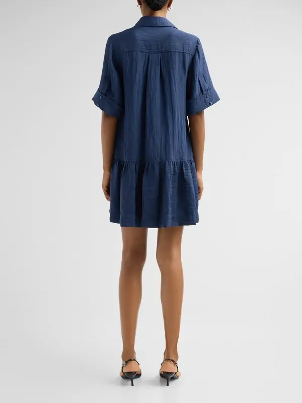 Simkhai Cris Crinkled Drop-waist Mini Shirtdress