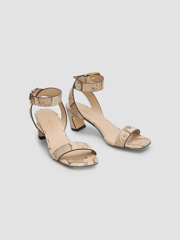 STUART WEITZMAN Sai 50mm Snake-embossed Leather Block-heel Sandals