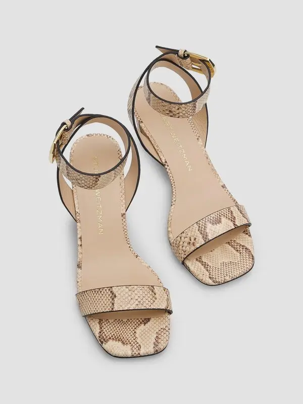 STUART WEITZMAN Sai 50mm Snake-embossed Leather Block-heel Sandals