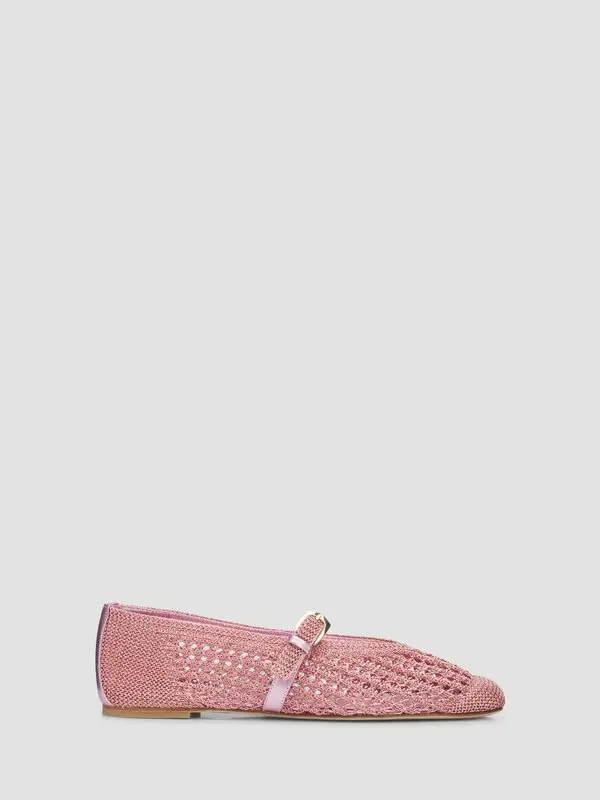 STUART WEITZMAN Leora Leather-trim Crochet Mary Janes - Soft Rose