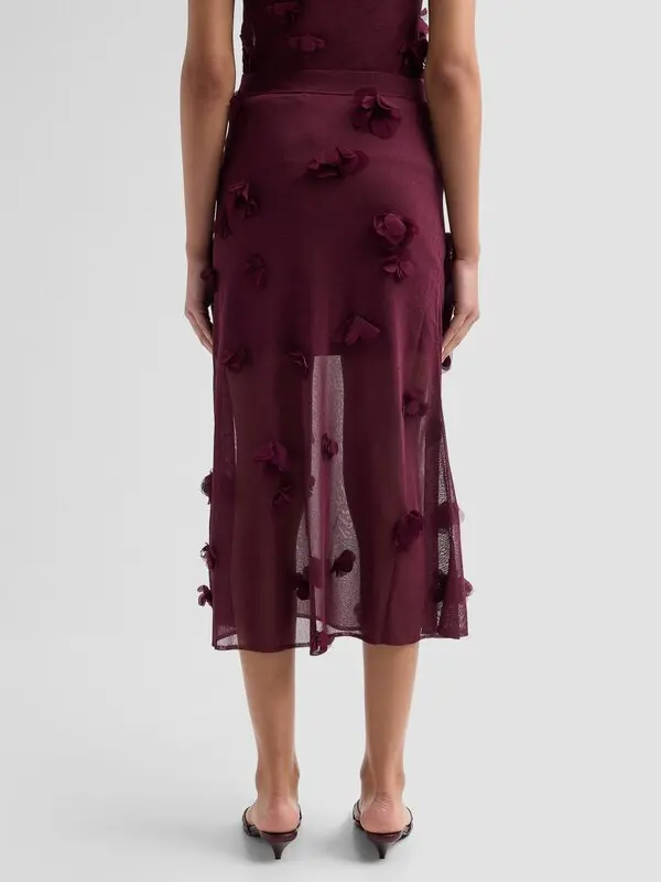 Simkhai Cora Floral Appliqué Midi Skirt