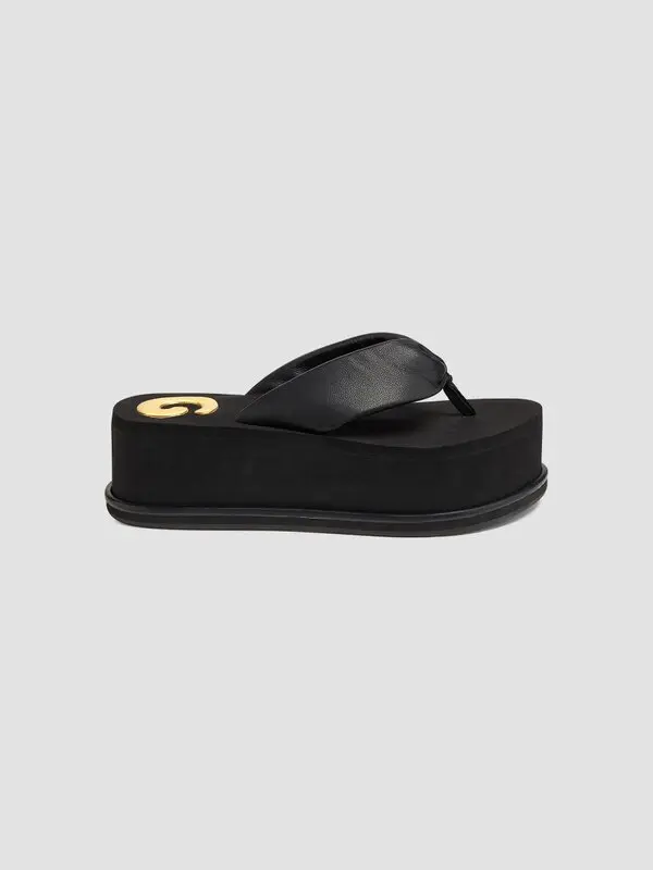 Cult Gaia Leather Platform Sandals - Black