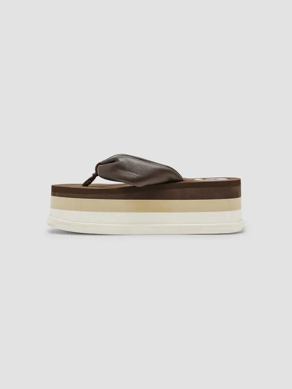 Cult Gaia Leather Platform Sandals - Luwak Multi