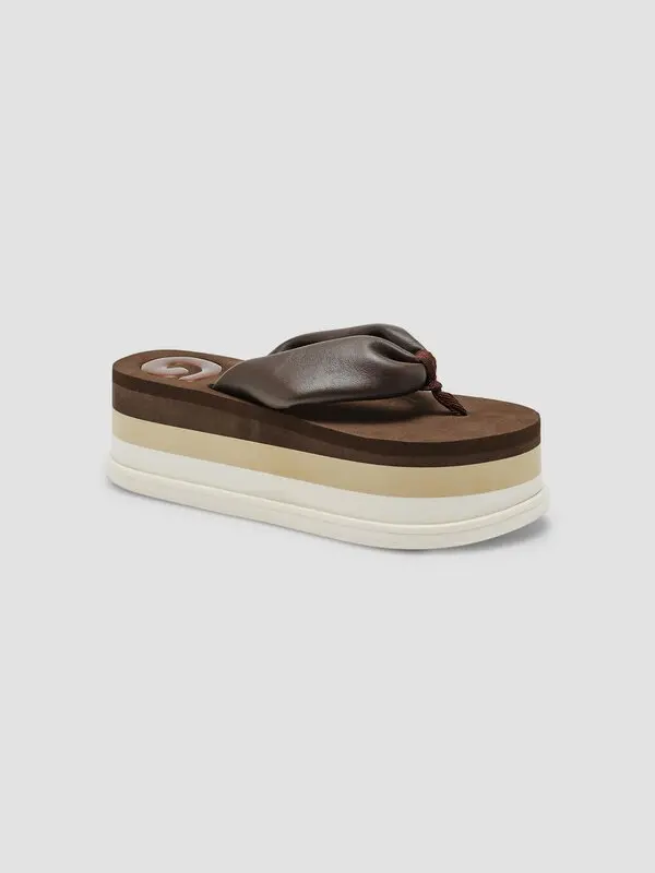 Cult Gaia Leather Platform Sandals - Luwak Multi