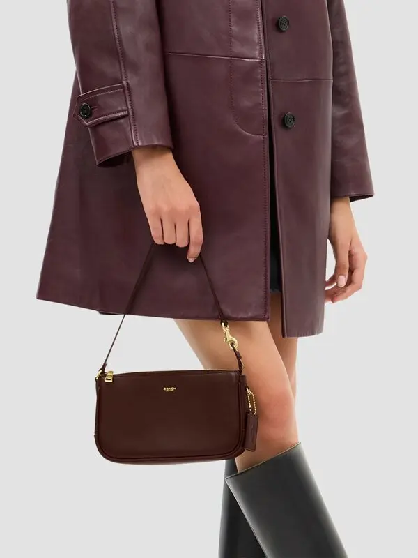 COACH Plaza Leather Shoulder Bag - Maple