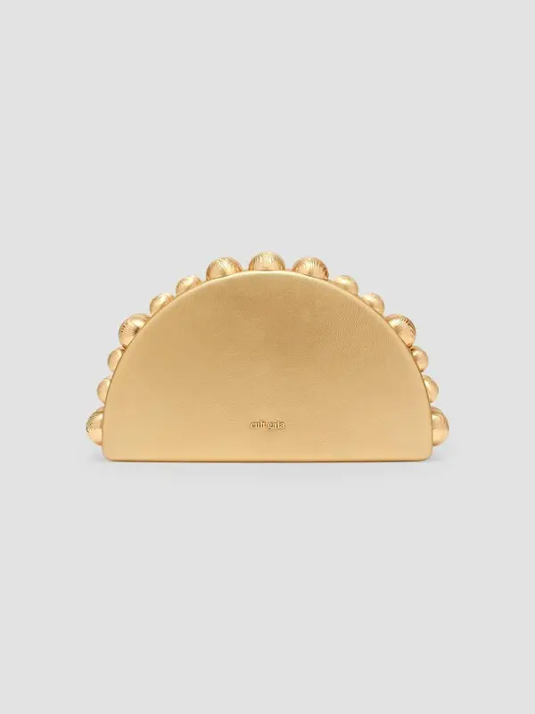 Cult Gaia Gili Metallic Leather Clutch