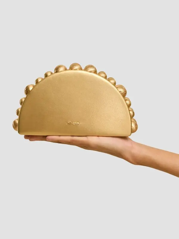 Cult Gaia Gili Metallic Leather Clutch