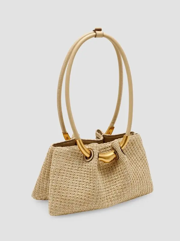 Cult Gaia Asa Pierced Raffia Shoulder Bag